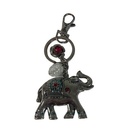 unbranded | Accessories | Bejewelled Silvertone Lucky Elephant Keychain ...
